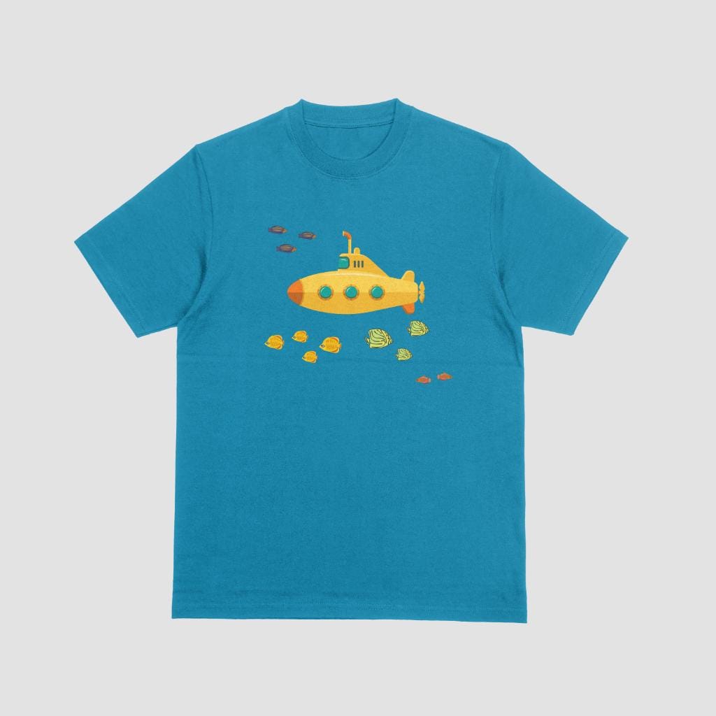 Yellow Submarine Digital Art Print. Vibrant Nautical Illustration - Etsy