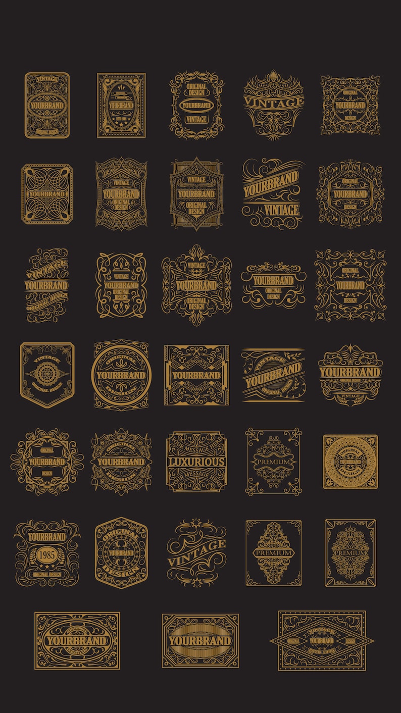 Antique Labels Collection, Vintage Frames, Retro Logos. Printable ...