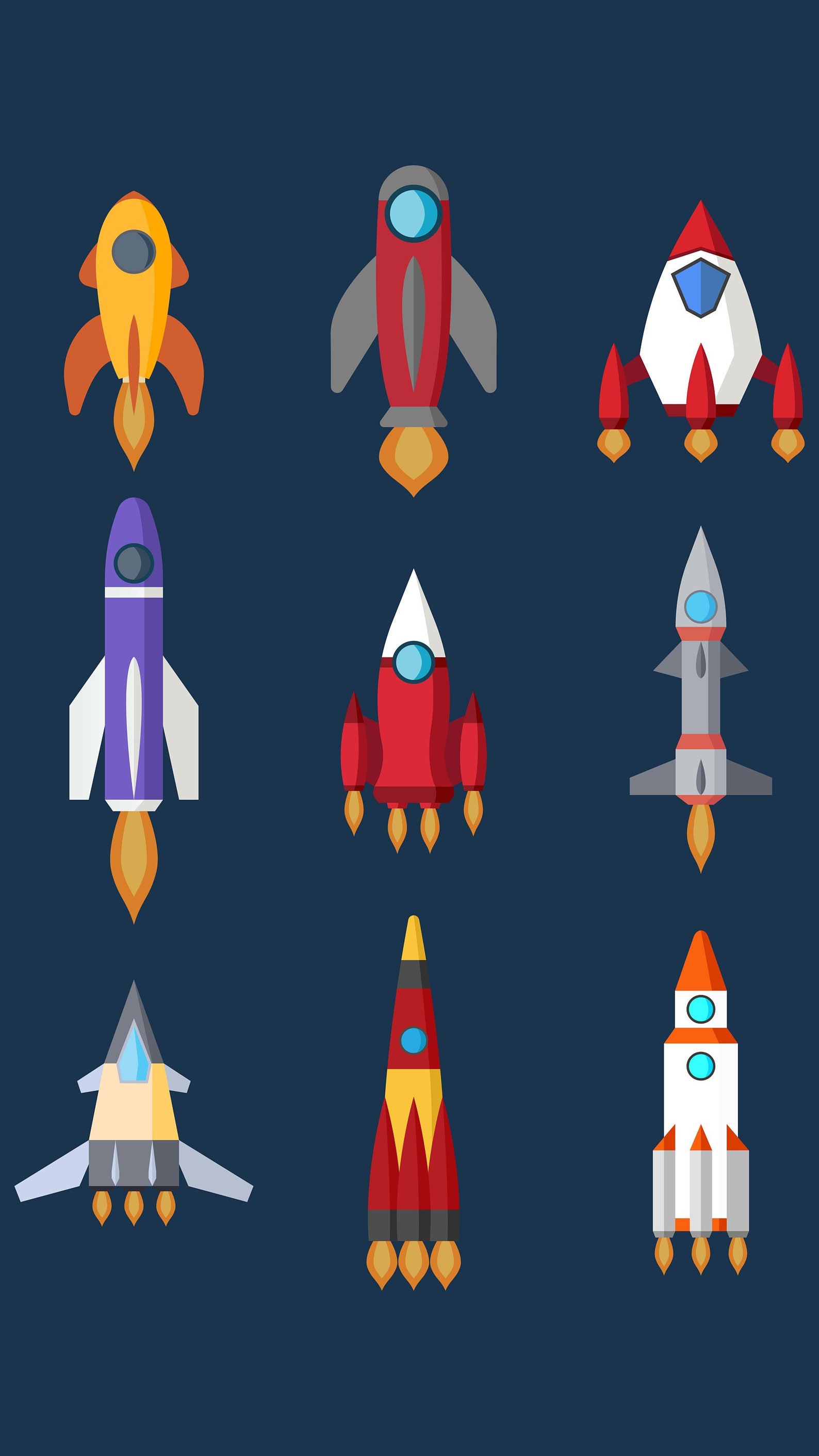 A Collection of Rocket Set and Technology Ship Rocket. Start Up. Space ...