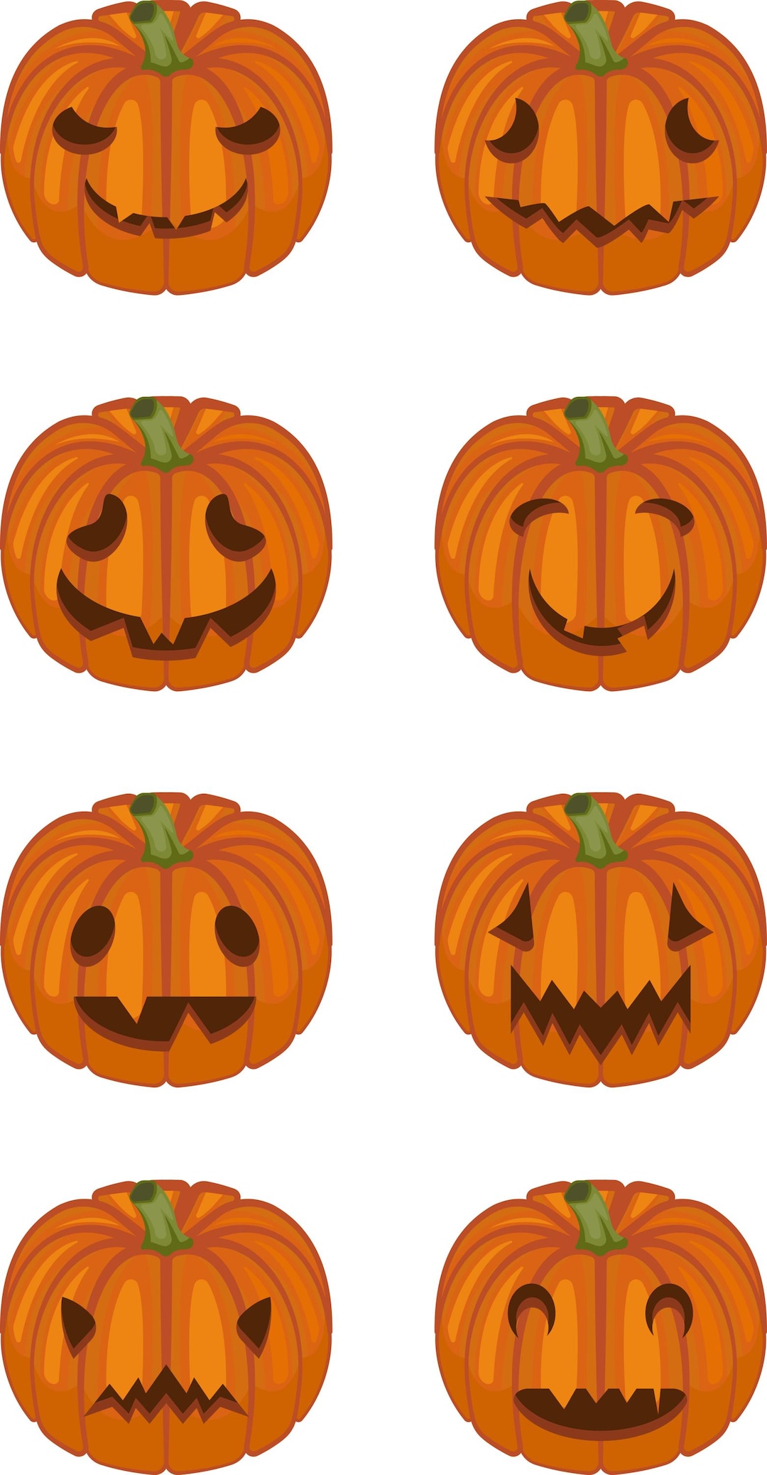 Halloween Pumpkin Faces Clipart (svg, Png, Pdf, Ai, Jpeg) (digital ...