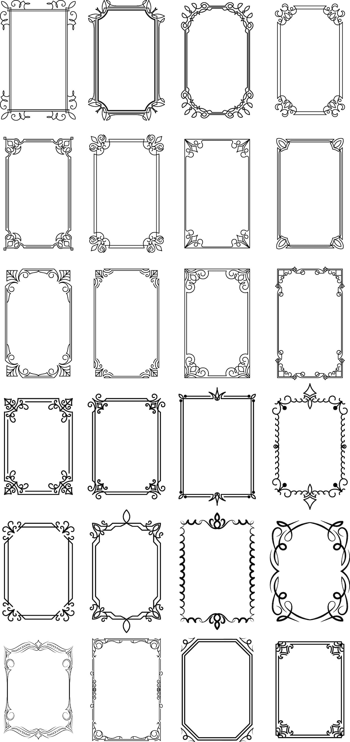 A Collection of Vintage Rectangular Ornate Ornaments. Retro Decorative ...