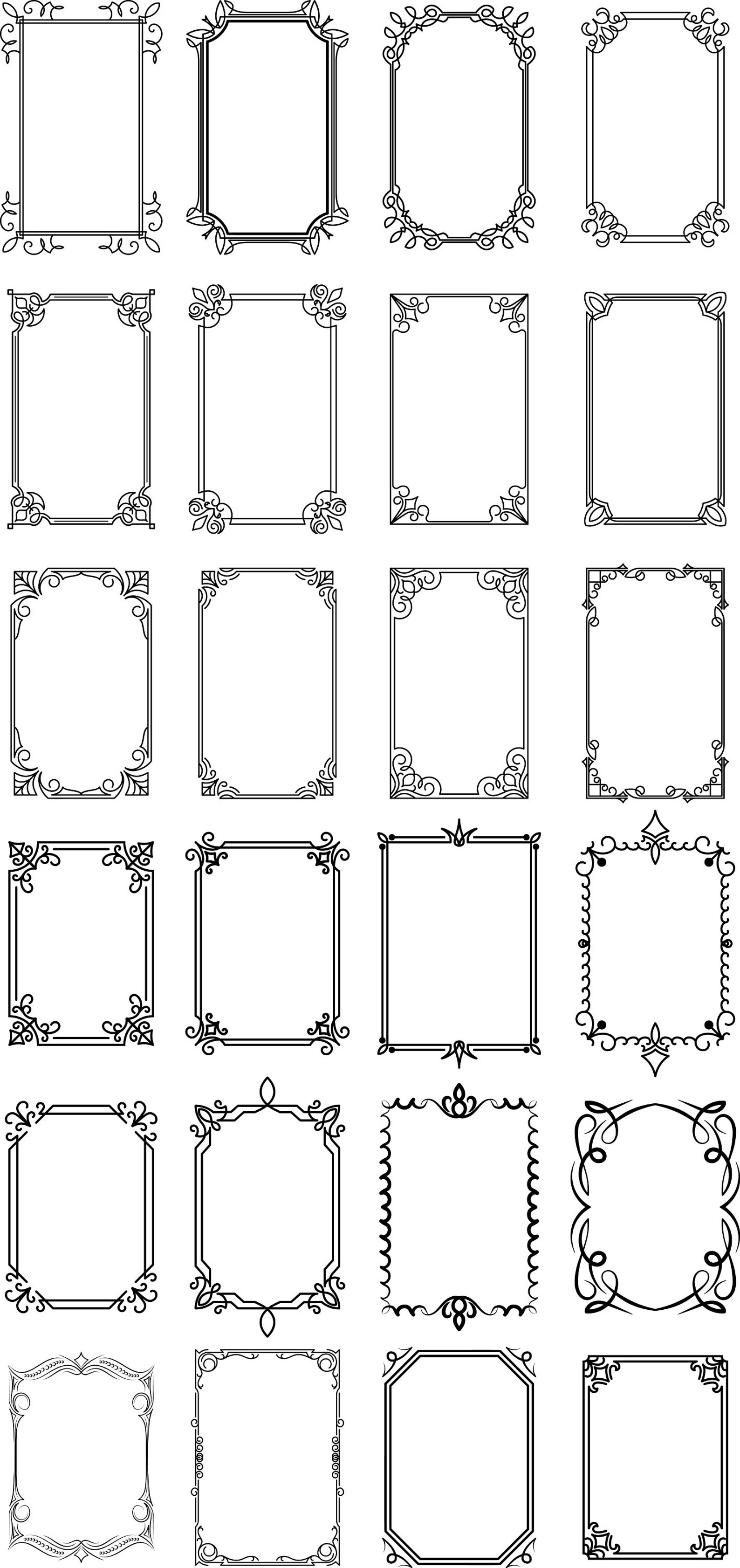 A Collection of Vintage Rectangular Ornate Ornaments. Retro Decorative ...