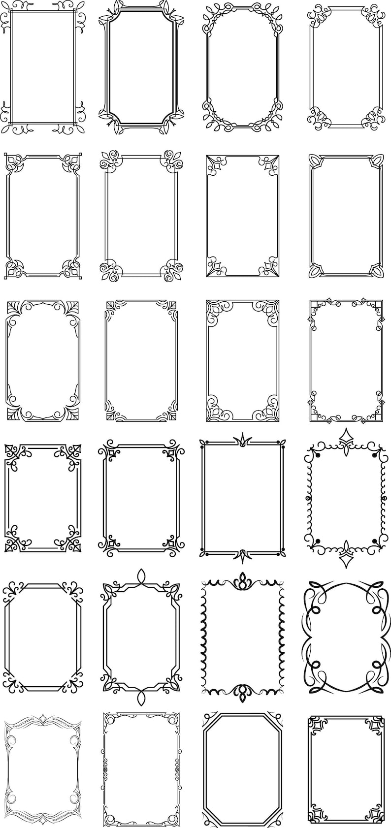 A Collection of Vintage Rectangular Ornate Ornaments. Retro Decorative ...