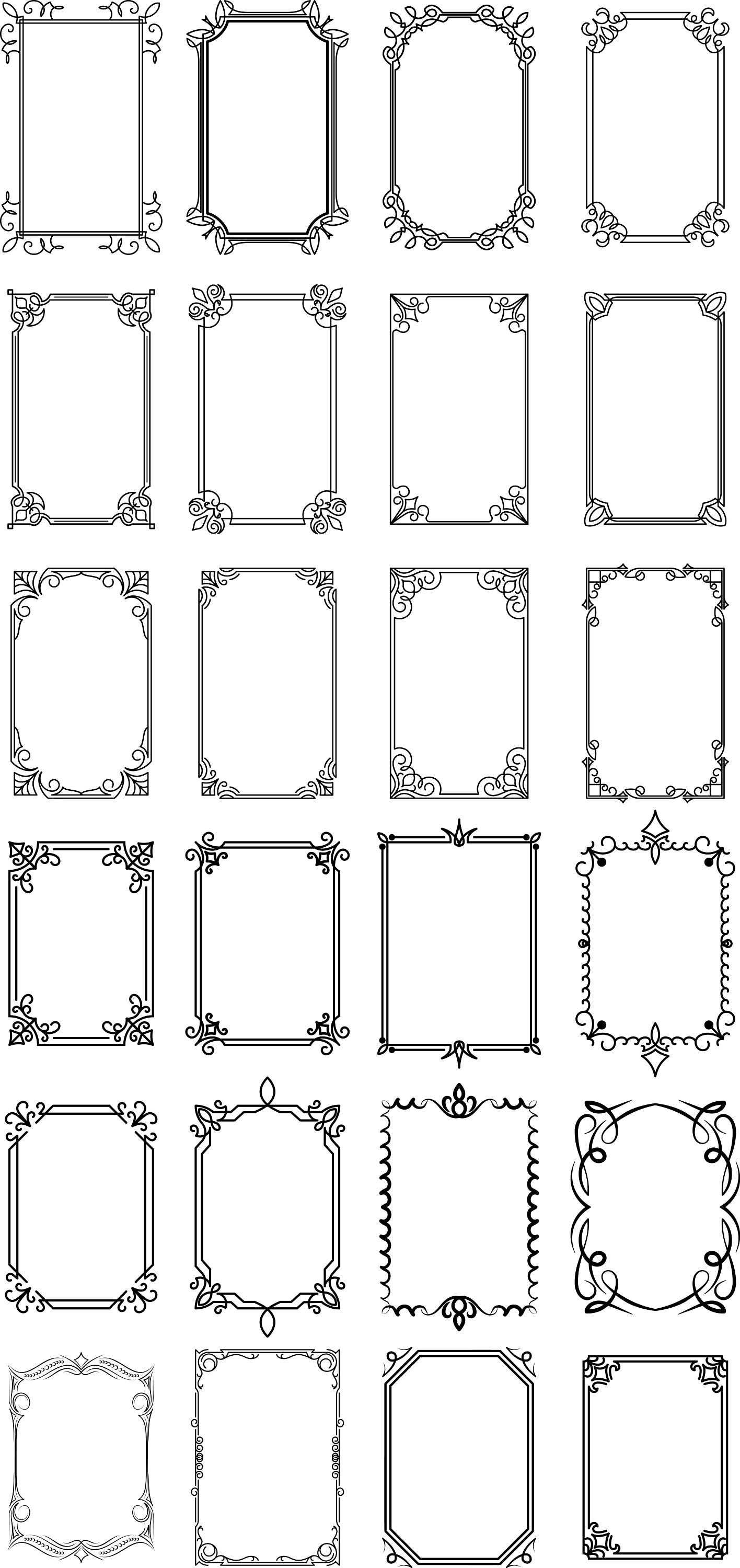 A Collection of Vintage Rectangular Ornate Ornaments. Retro Decorative ...