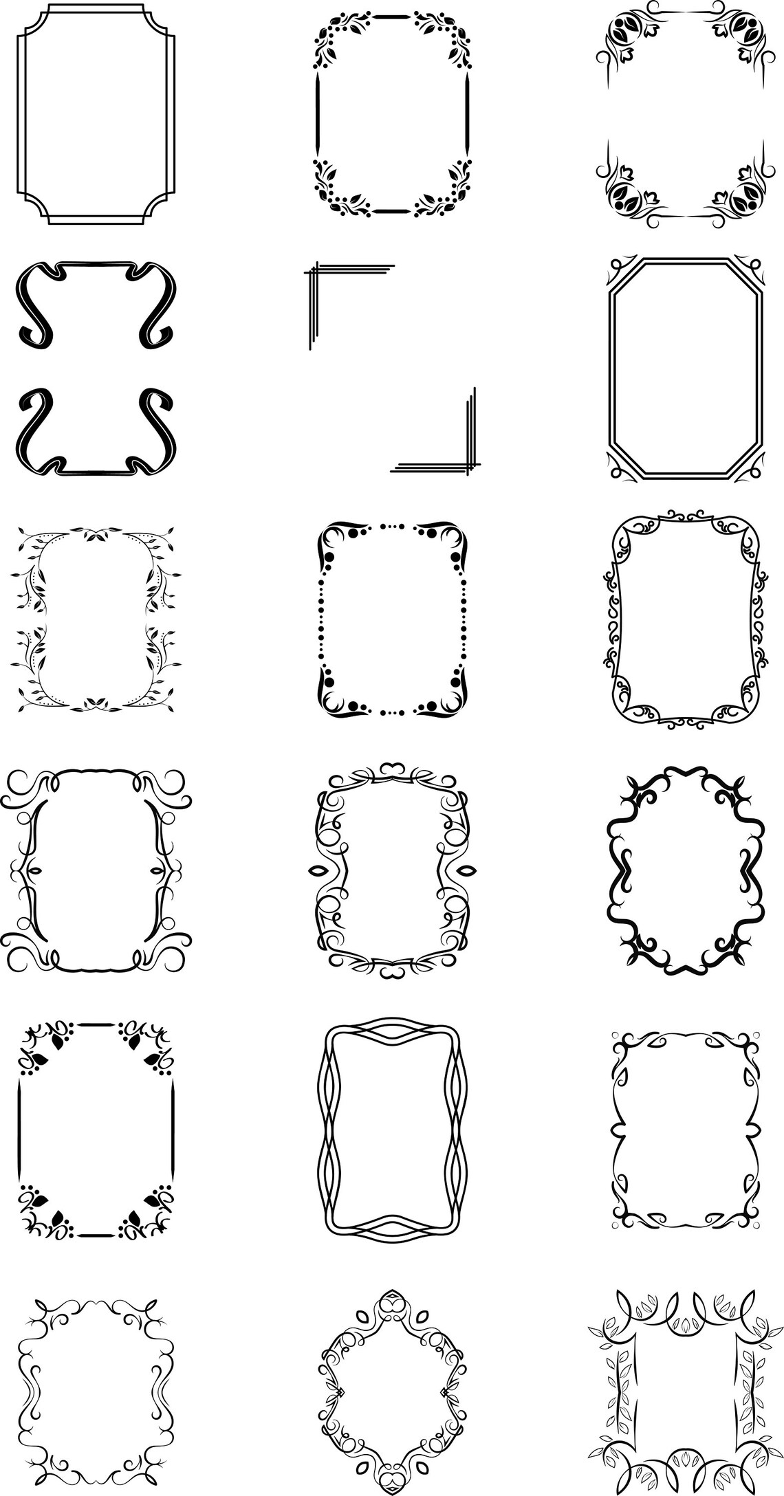 A Collection of Vintage Rectangular Ornate Ornaments. Retro Decorative ...