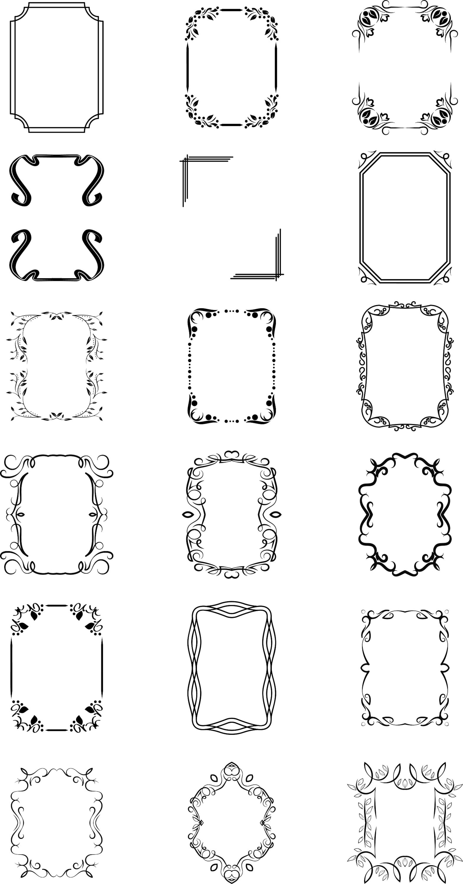 A Collection of Vintage Rectangular Ornate Ornaments. Retro Decorative ...