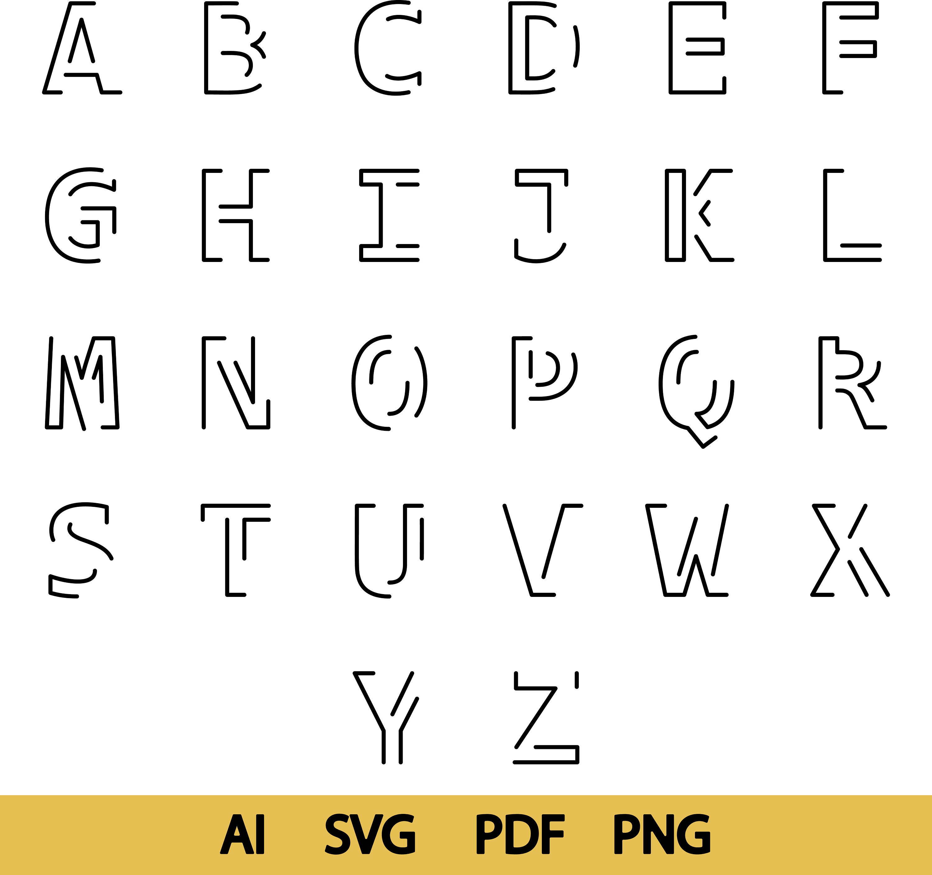 Abstract Clipart: Alphabet Letter Templates,digital SVG Download - NOT ...
