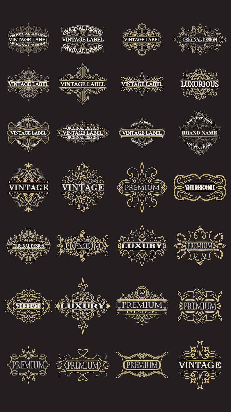 A Collection of Vintage Logos. Vintage Logos in Black Color. Logotype ...