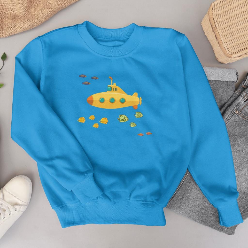 Yellow Submarine Digital Art Print. Vibrant Nautical Illustration - Etsy