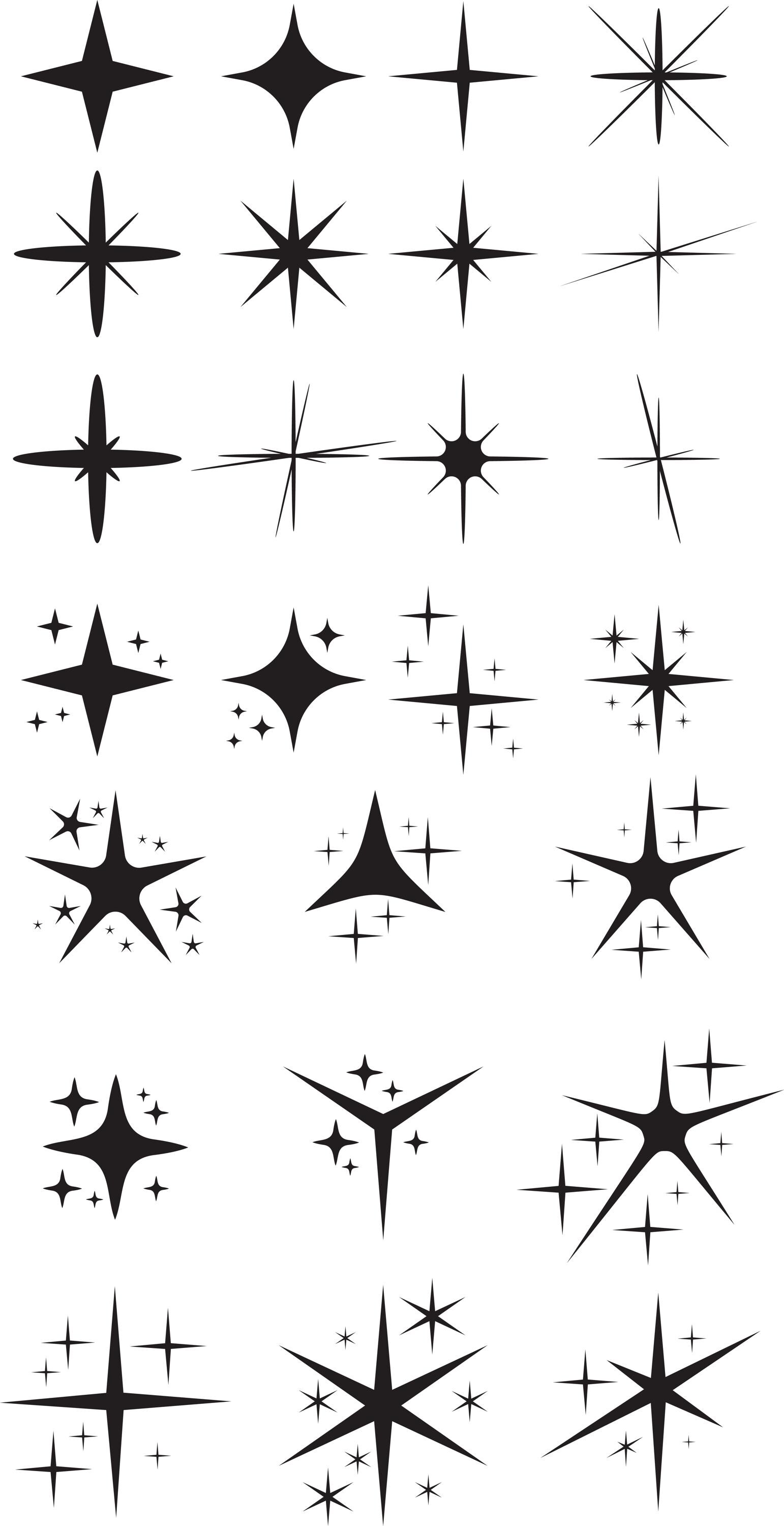 A Collection of Sparkle Stars. Sparks and Shiny Star Light Elements ...