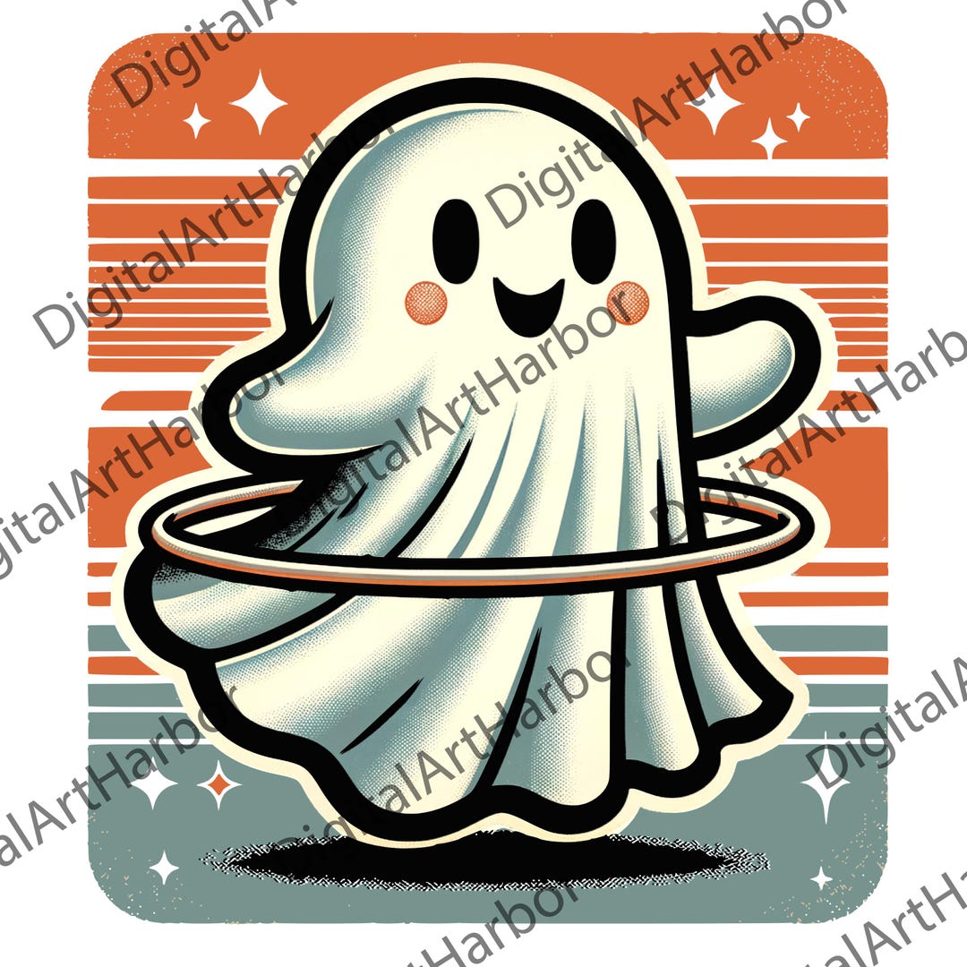 Cute Ghost Hula Hoop PNG. Spooky but Sweet Stars Design. - Etsy