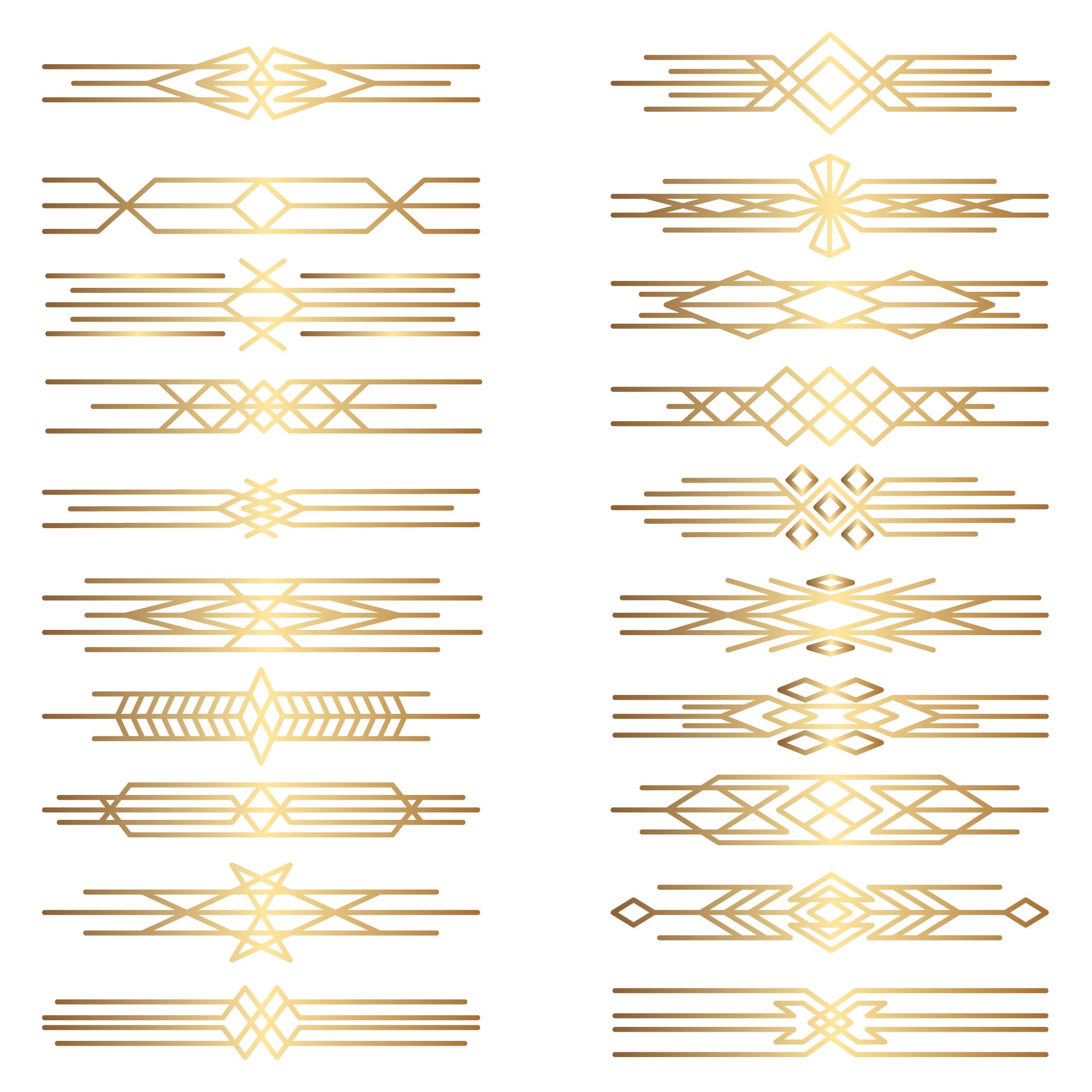 Gold Art Deco Border Clipart, Luxury Design Elements (digital Download ...