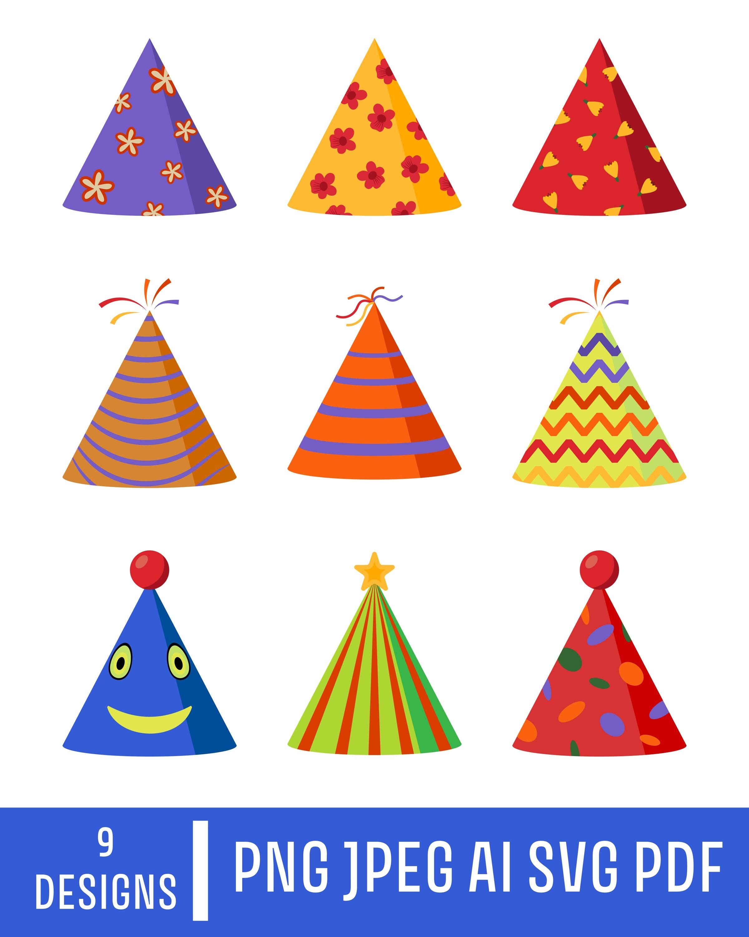 Party Hat Clip Art. Festive Birthday Hat Icons for Digital and Print - Etsy
