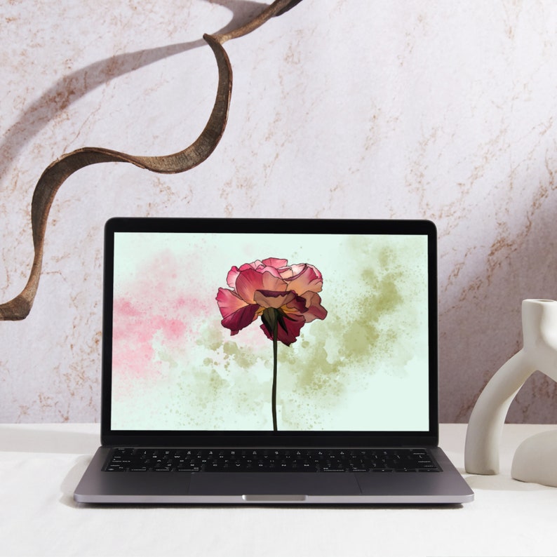 Pink Rose Watercolor Desktop Wallpaper for Windows and Apple Computers ...