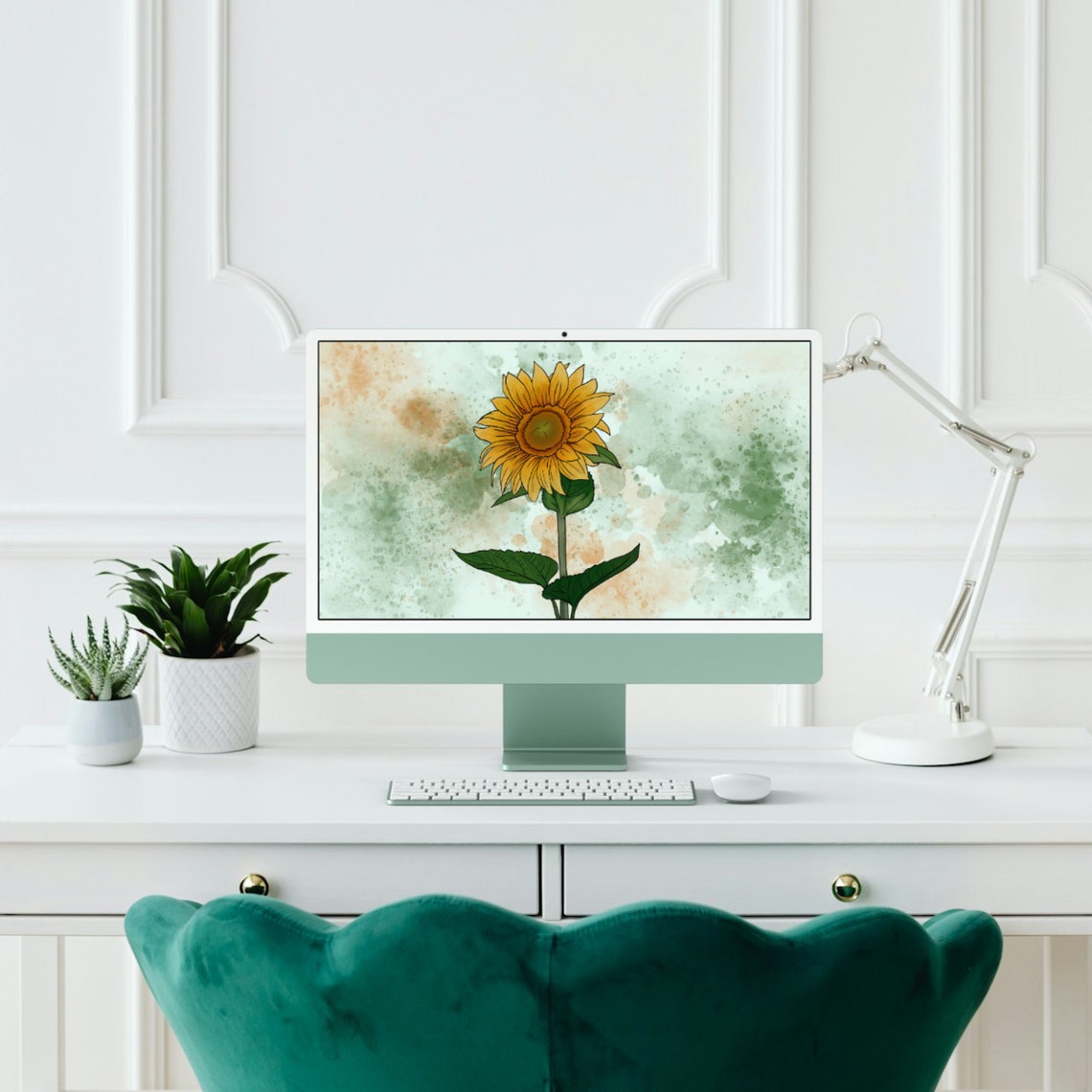 Sunflower Watercolor Desktop Wallpaper for Windows and Apple Computers ...