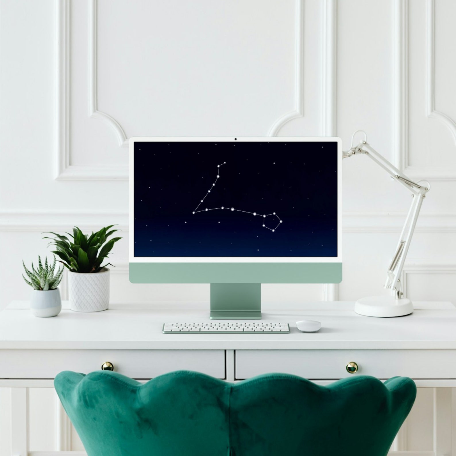 Pisces Constellation Desktop Wallpaper: Minimalist Zodiac (digital ...