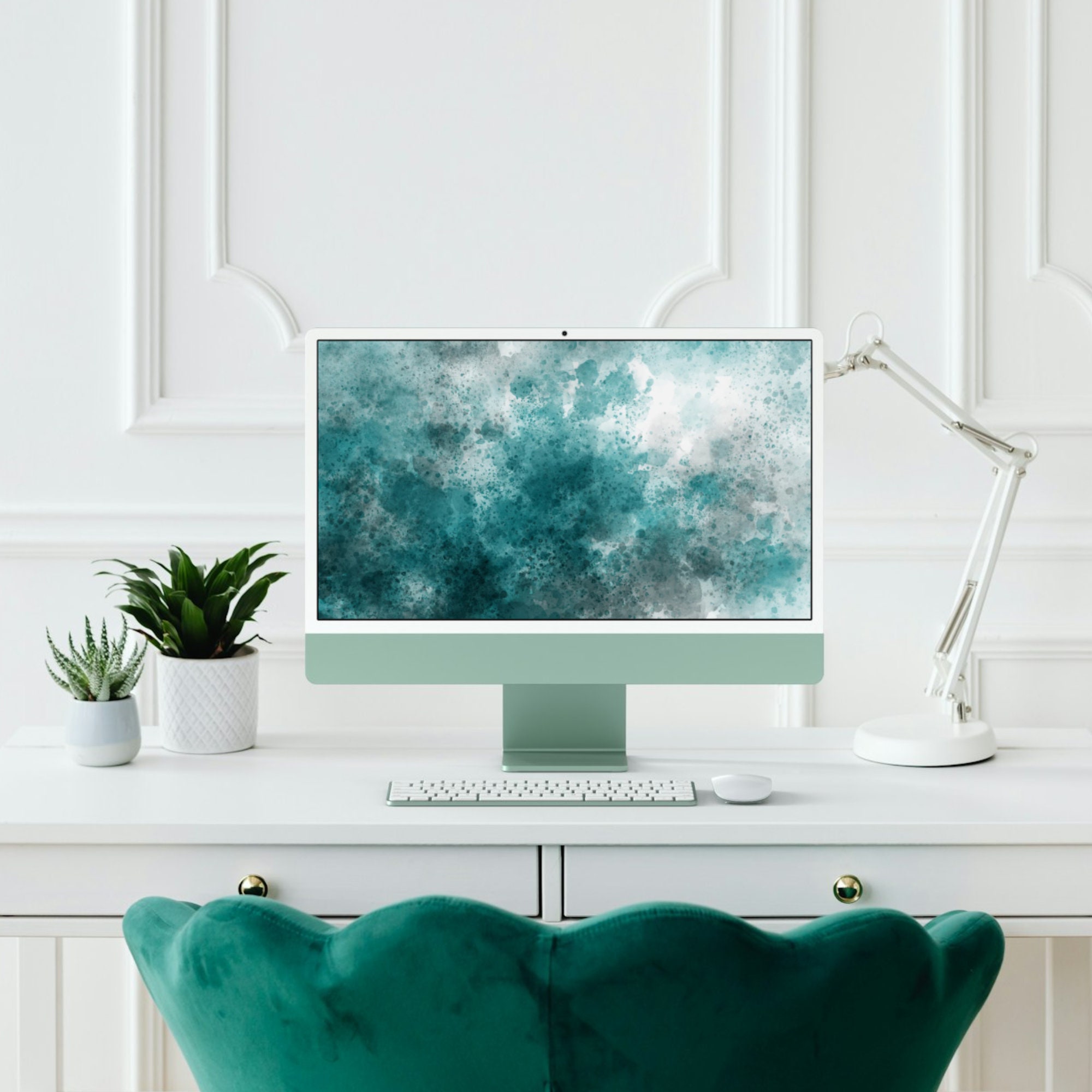Abstract Blue Green Watercolor Desktop Wallpaper (digital Download) - Etsy