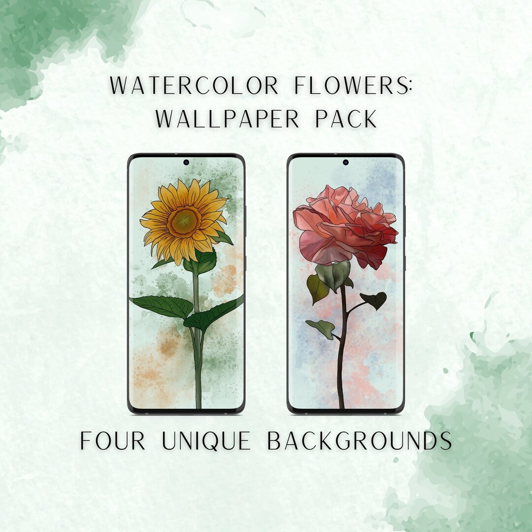 Watercolor Flower Phone Wallpaper: Floral Lockscreen Art (set of 4 ...