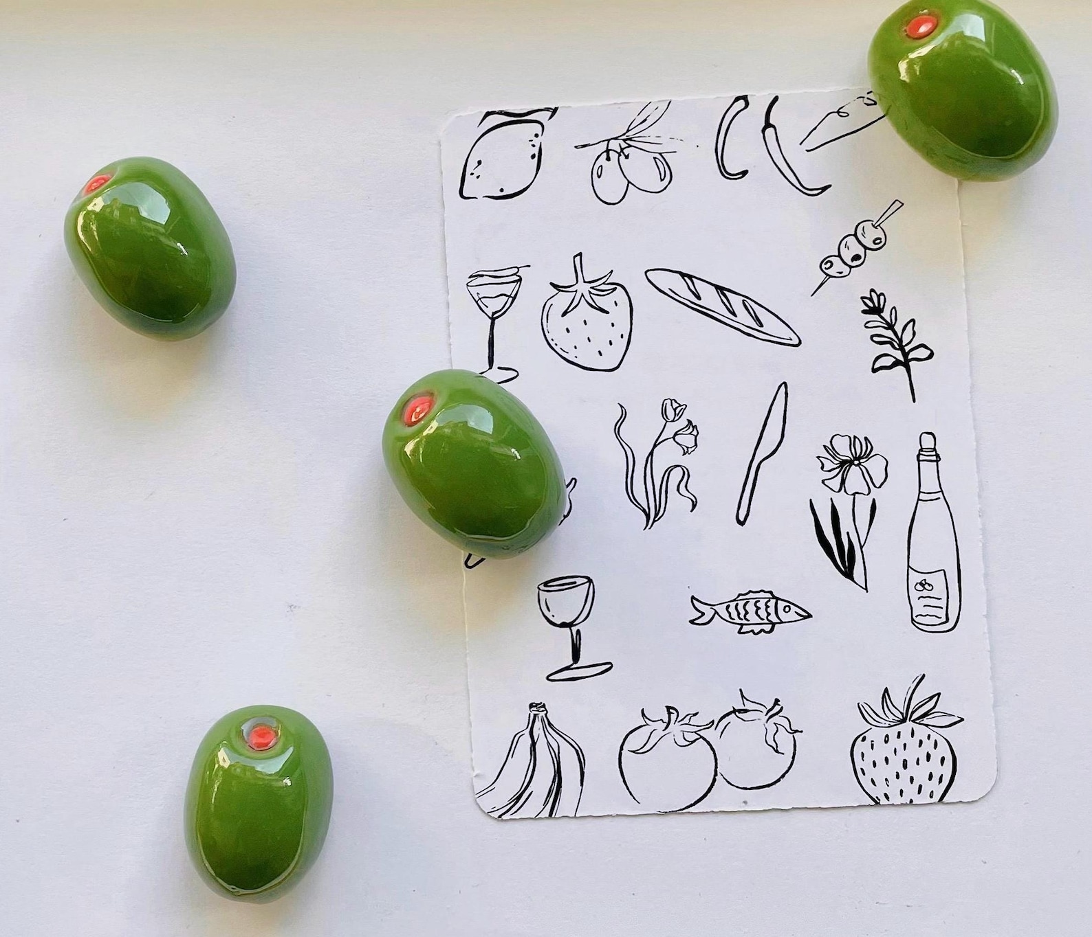Set of 4 - Olive Magnets | Mediterranean Fridge Decor | Handmade ...