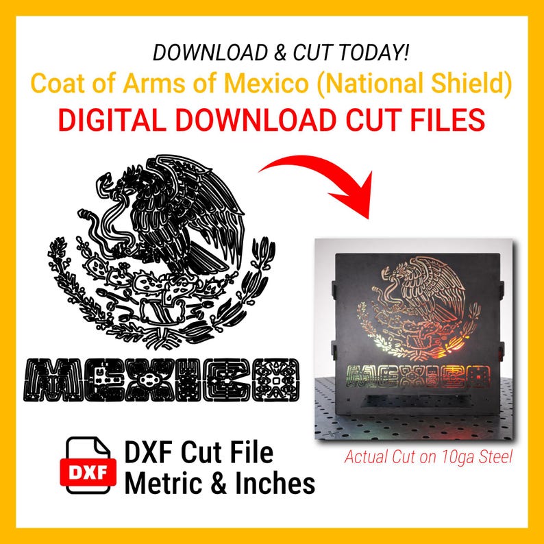 Mexico Coat of Arms DXF, Cut Ready, Scale to Any Size, for Plasma ...