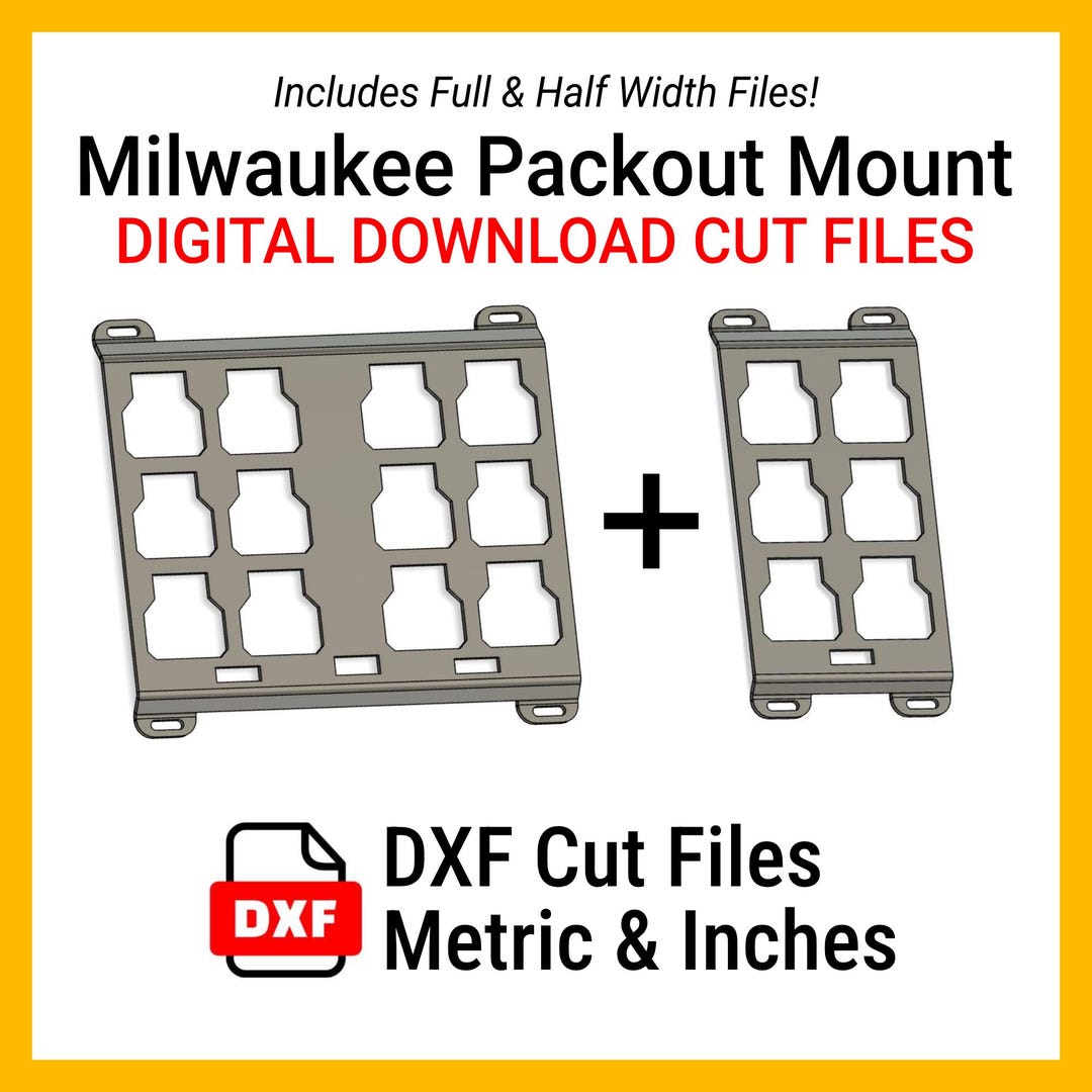 Milwaukee Packout Mount DXF Cut Files (single/dual Width, Inches/metric ...