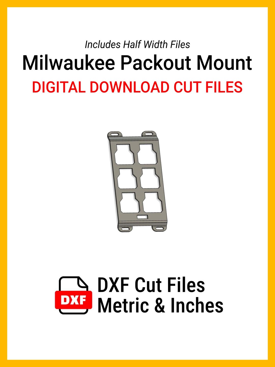 Milwaukee Packout Mount DXF File – Half Width, Plasma Laser Ready ...