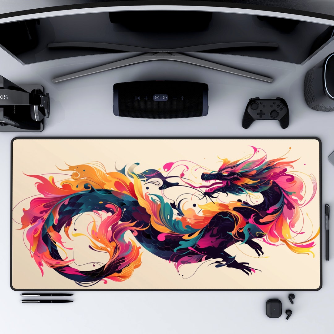 Enchanted Dragon Desk Mat, Home Office Decor, Large Neoprene Anti-slip ...