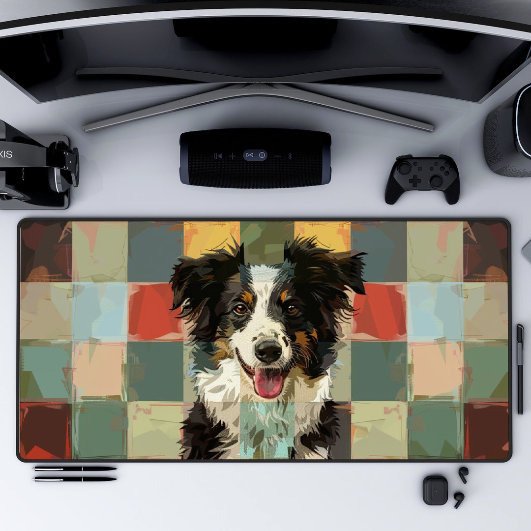 Dog Desk Mat, Border Collie Deskmat, Pet Desk Pad, Computer Laptop, Mat ...