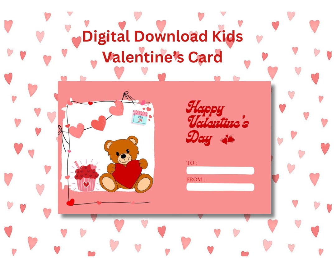 Printable Valentine Cards for Kids Instant Download Valentine's Day ...