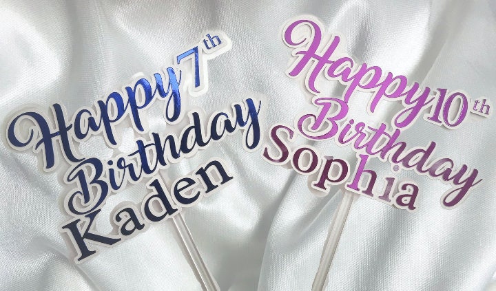 Personalized Birthday Cake Topper: Custom Name & Age - Etsy
