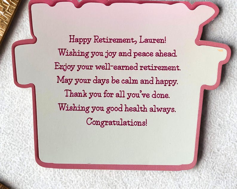 Personalized Handmade Retirement Card, 3D Textured Cardstock Keepsake ...
