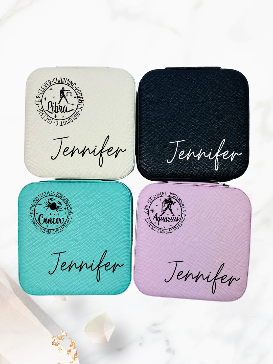 Zodiac Sign Jewelry Box: Personalized Leather Travel Case - Etsy