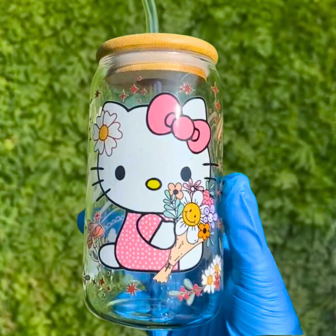 Hello Kitty Glass Beer Can Sanrio Cup, Hellokitty Drinking Cup, Drinks ...