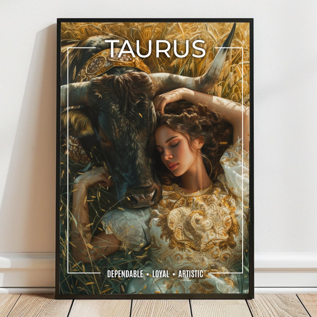 Taurus Tarot Art Print the Bull Golden Field, Dark Aesthetic Tranquil ...