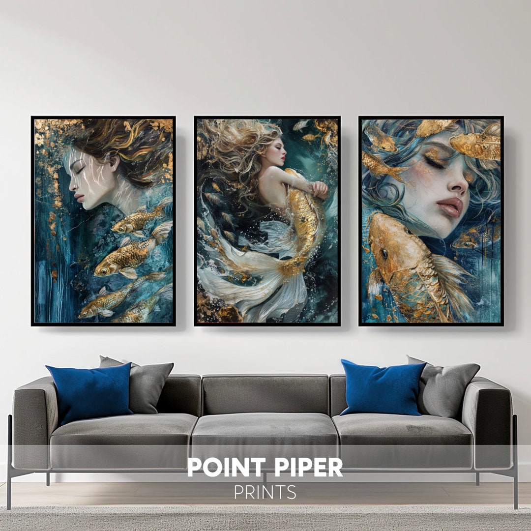 Pisces Zodiac Wall Art, Koi Fish Abstract Elegant Stylish, Horoscope ...