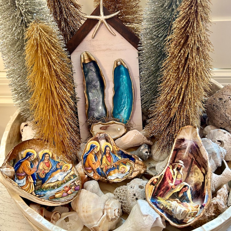 Nativity Scene Decoupage Shells. Celebrate This Joyous Season With ...