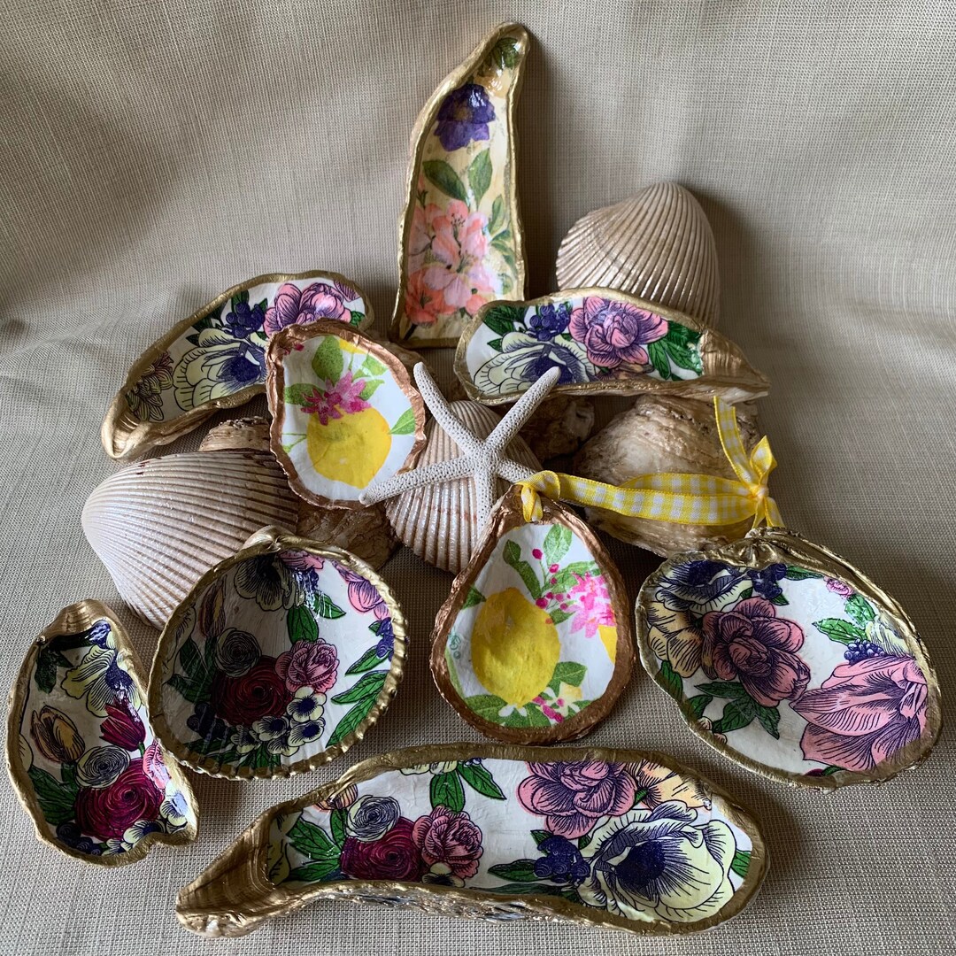 Flowers and Lemons Custom Designed Oyster Shell Artwork - Etsy