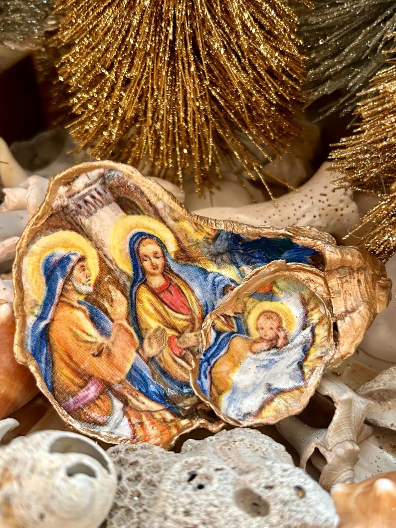 Nativity Scene Decoupage Shells. Celebrate This Joyous Season With ...