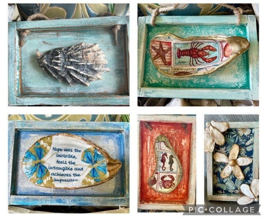 Unique Oyster and Clam Shell Art Wall Hangings or Table Top Decor - Etsy