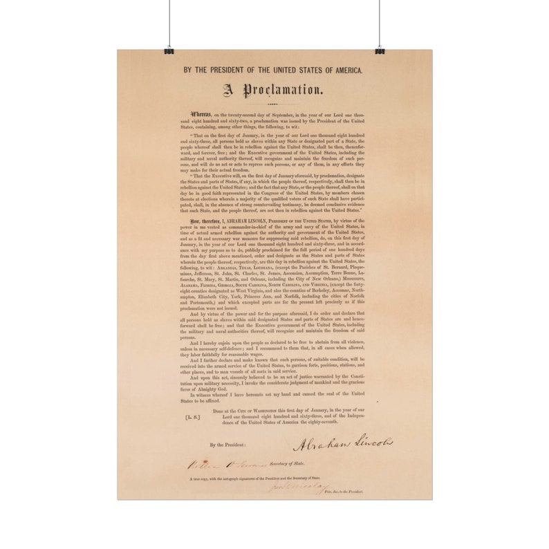Emancipation Proclamation 1863 Rolled Poster American History 28x40 ...