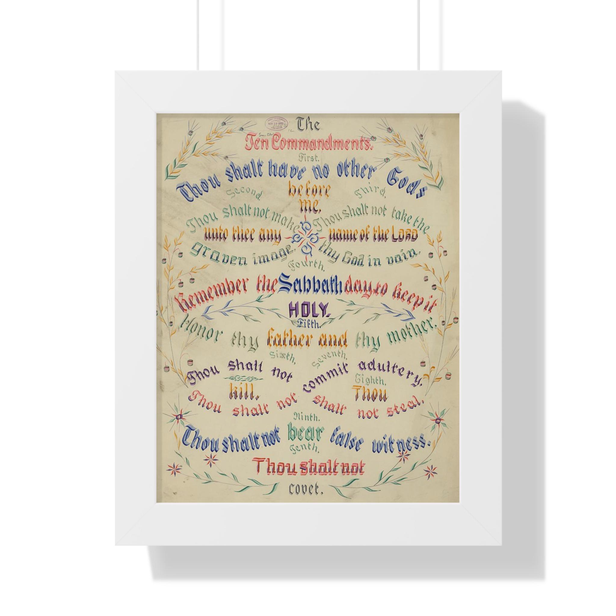 The Ten Commandments Poster Framed Vertical Poster 11x14 16x20 Old ...