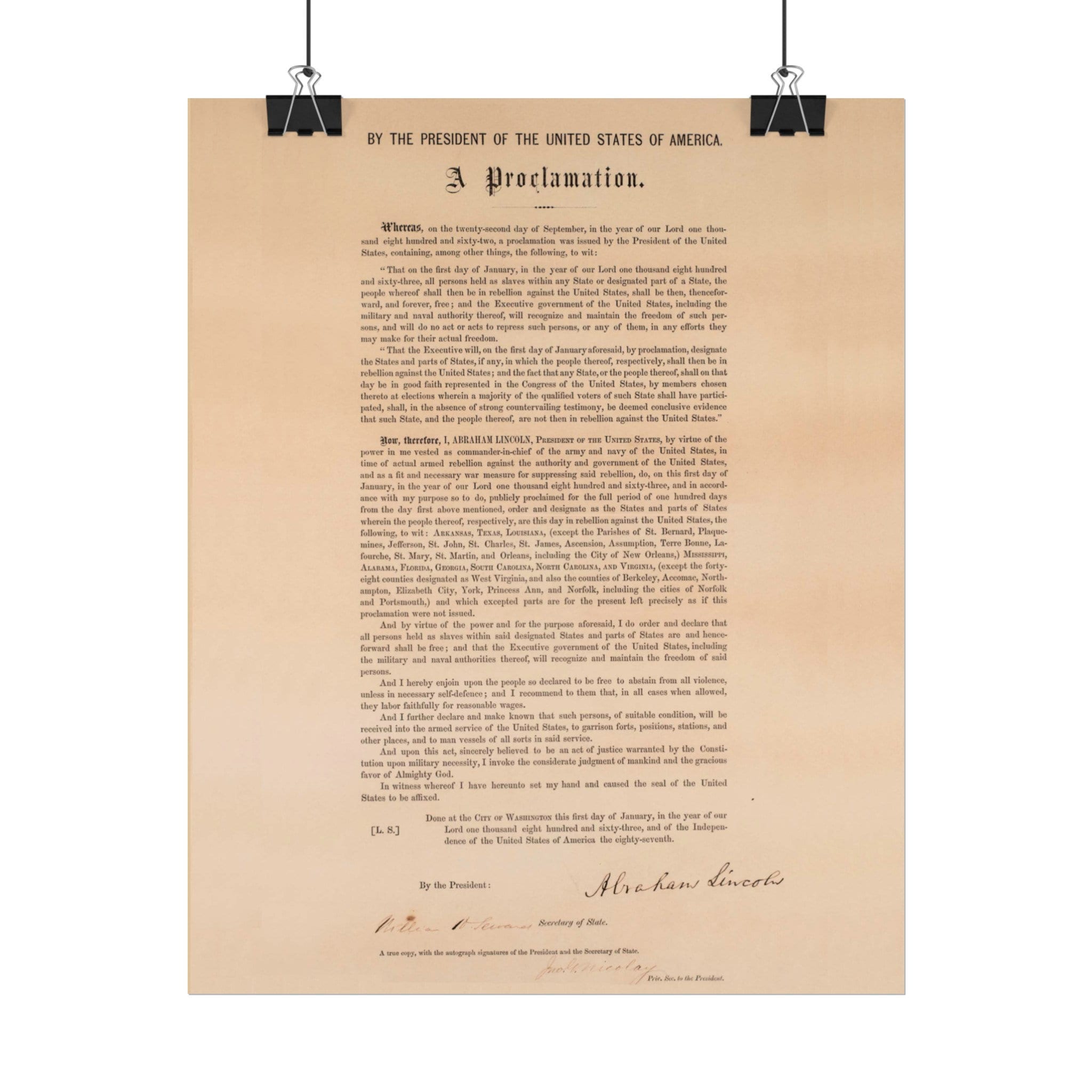 Emancipation Proclamation 1863 Rolled Poster American History 8x10 ...