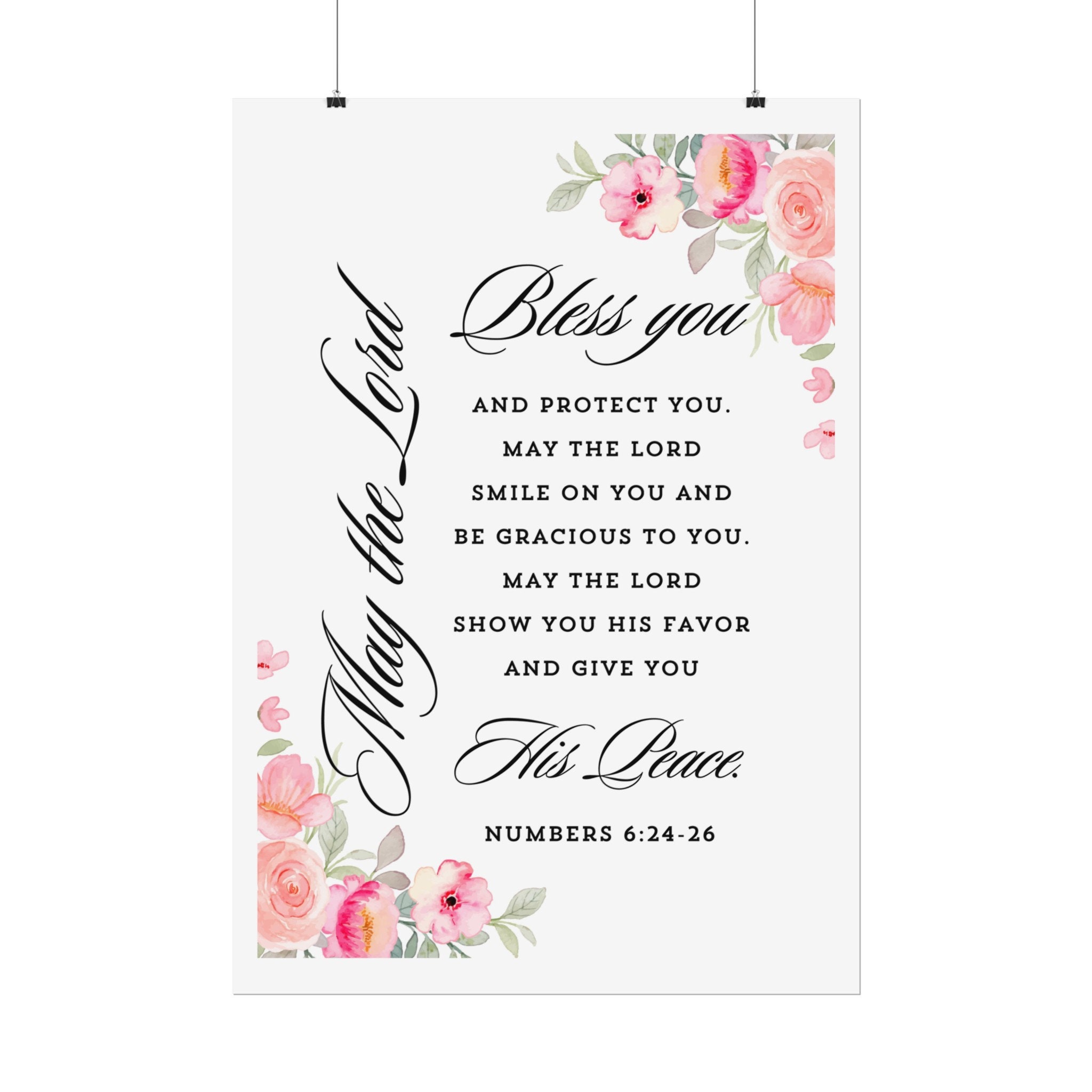 Numbers May the Lord Bless You 6:24-26 Rolled Poster Bible Verse ...