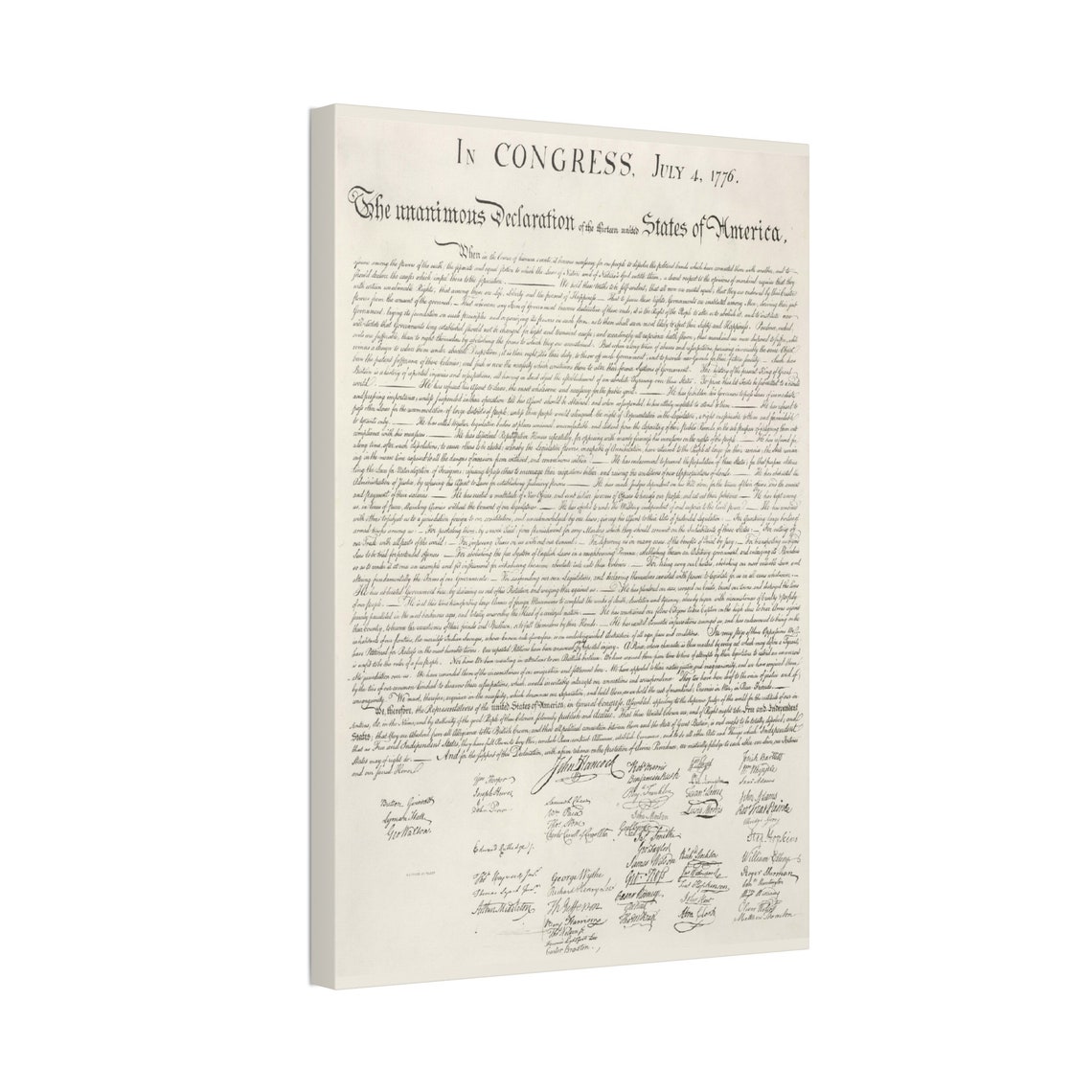 US Declaration of Independence Canvas Stretched, 1.5'' USA Historical ...