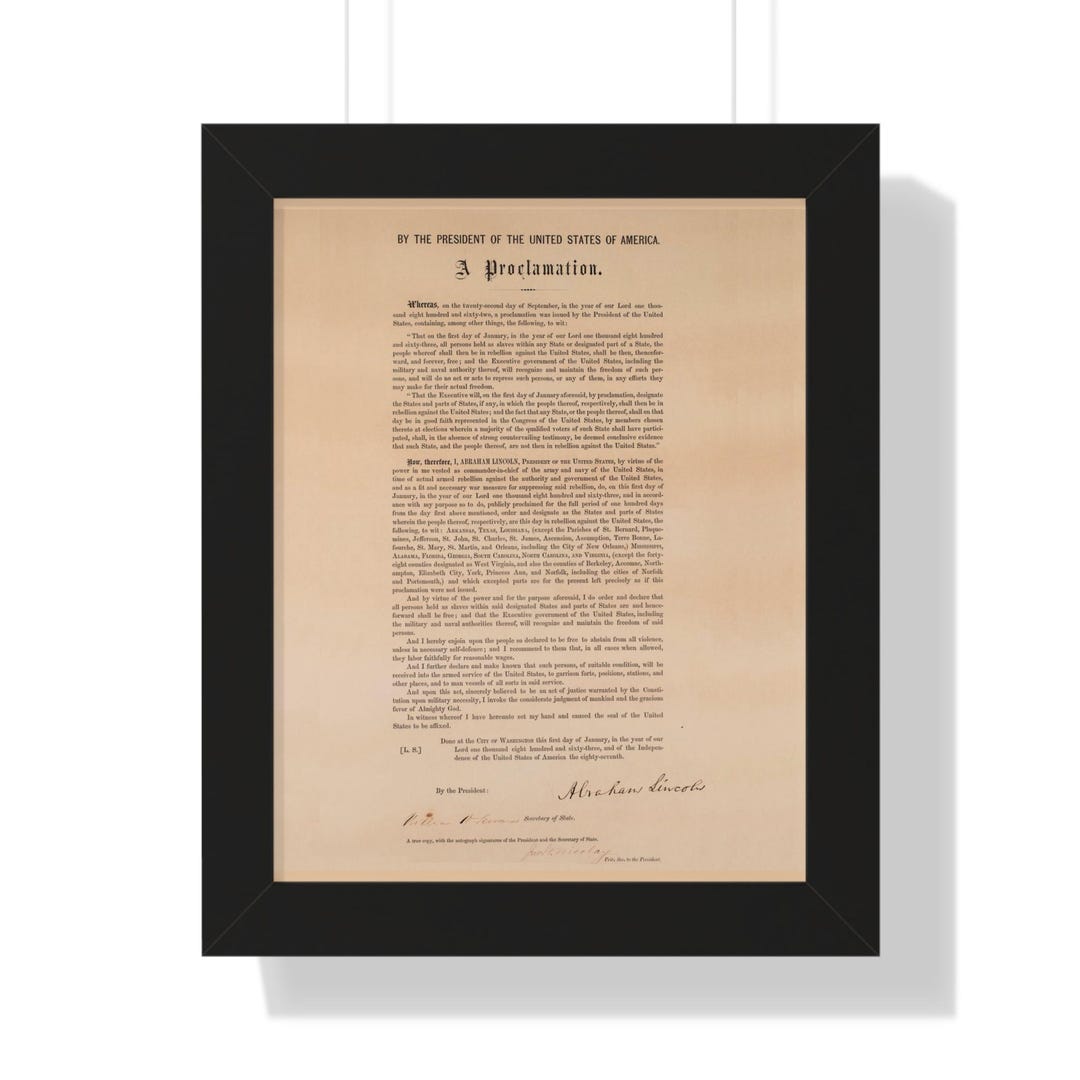 Emancipation Proclamation (1863) USA Historical Document Framed ...