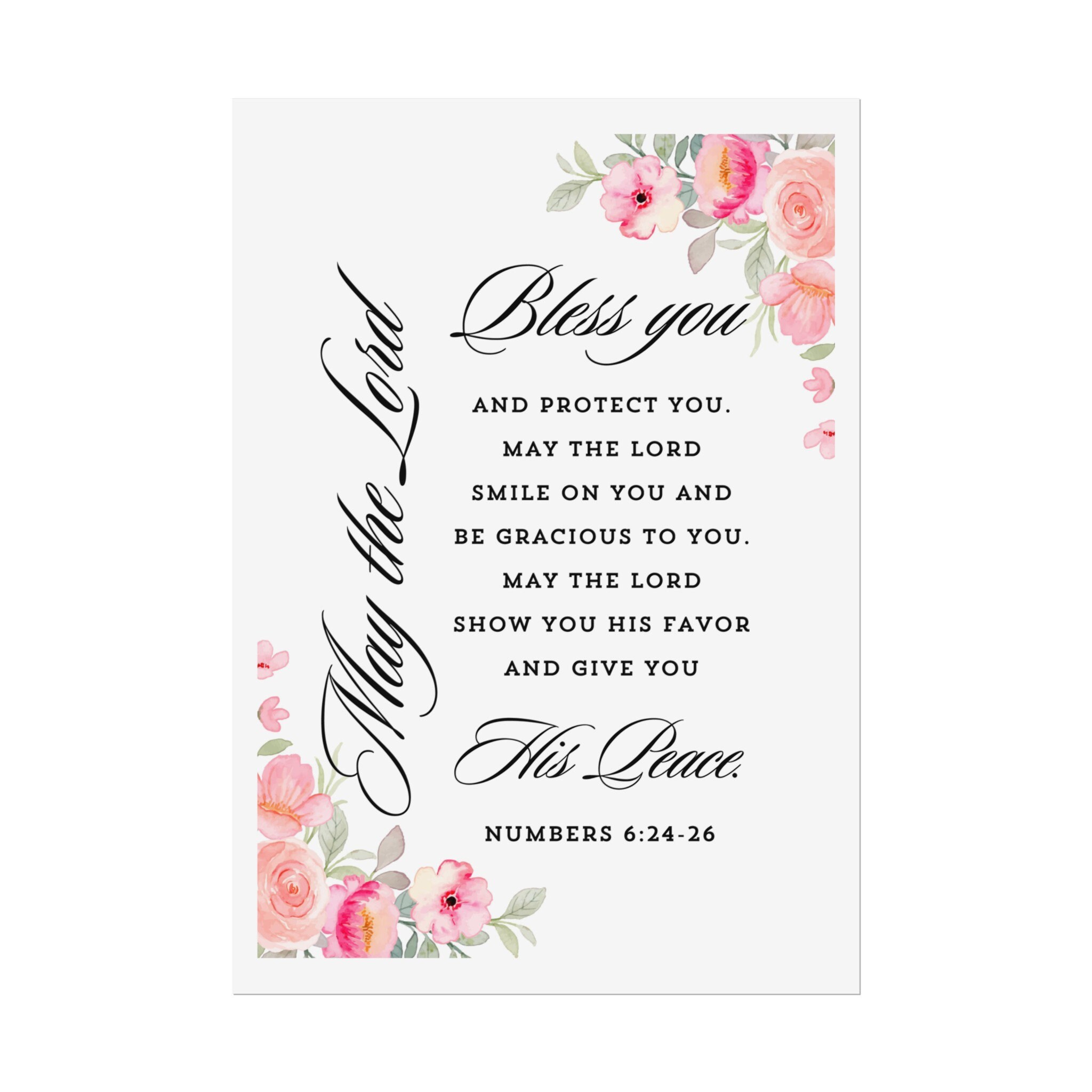 Numbers May the Lord Bless You 6:24-26 Rolled Poster Bible Verse ...