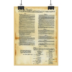 US Constitution Poster USA Historical Document 6"x8" 1776 1787 ...