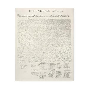 US Declaration of Independence Canvas Stretched, 1.5'' USA Historical ...