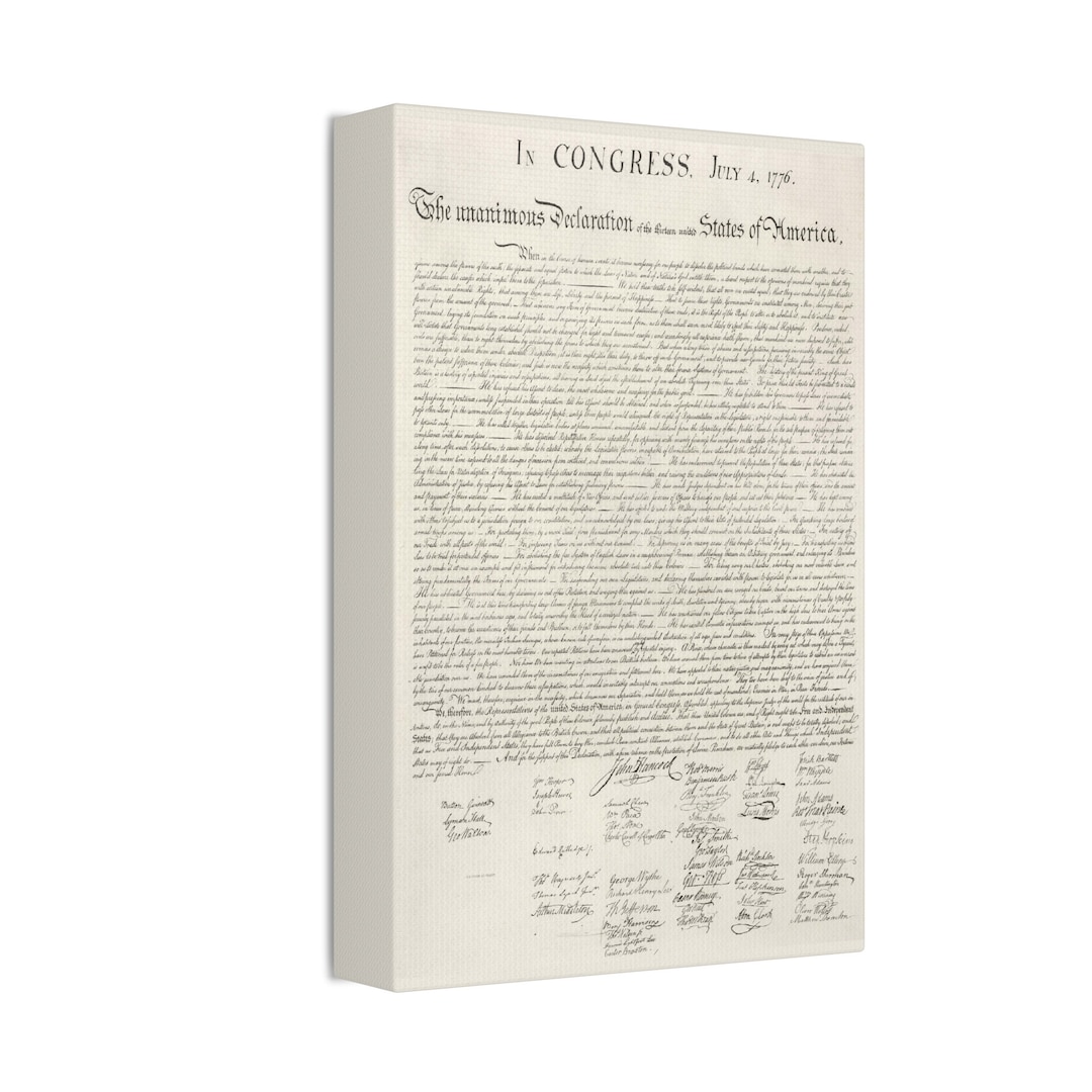 US Declaration of Independence Canvas Stretched, 1.5'' USA Historical ...