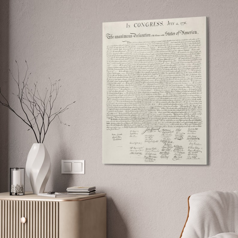 US Declaration of Independence Canvas Stretched, 1.5'' USA Historical ...